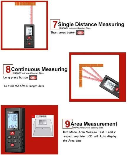 SNDWAY Digital Laser Rangefinder 120m Measuring Range Class II Laser