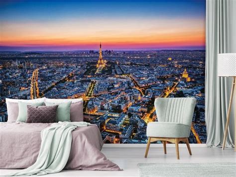 Fotobehang Vlies Behang Skyline Van Parijs Eiffeltoren Stad