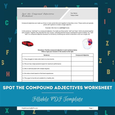 Compound Adjective Worksheets Resources For Learning And Teaching