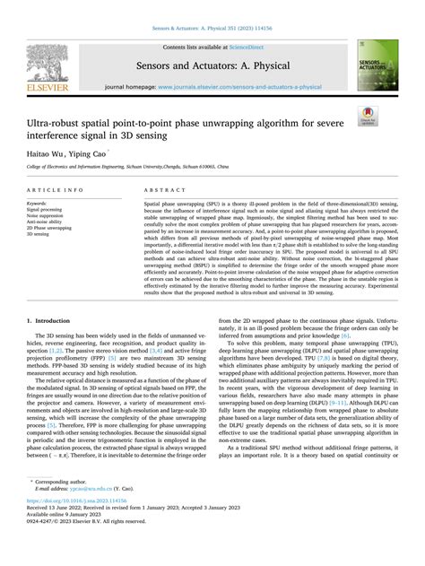 pdf ultra robust spatial point to point phase unwrapping algorithm for severe interference