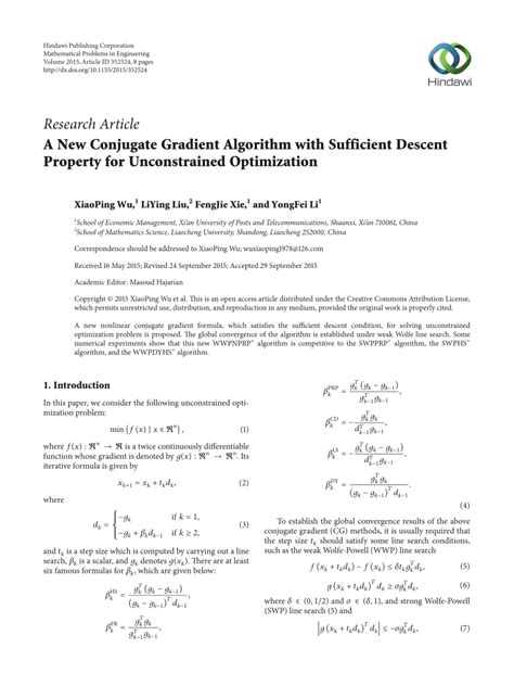 pdf a new conjugate gradient algorithm with sufficient descent property for unconstrained