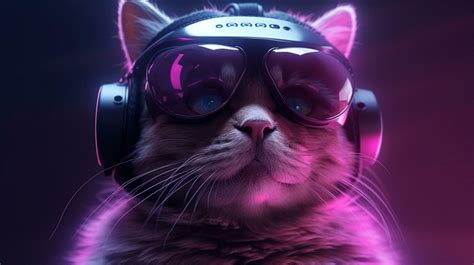 A Cat Wearing A Pair Of Headphones And Glasses Generative AI 29360894