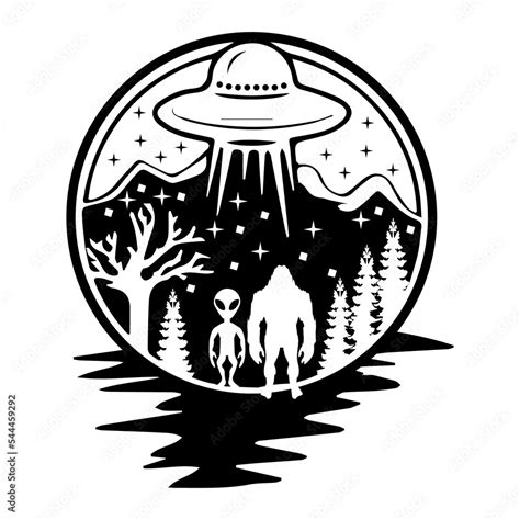 Illustrazione Stock Alien Under The Moon Svg Alien Svg Big Foot Svg
