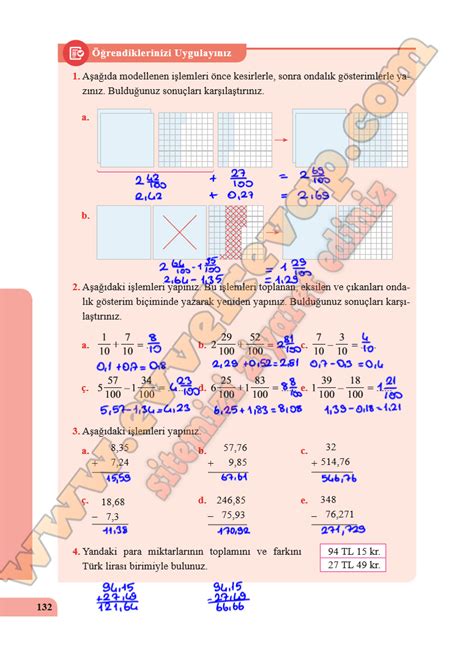 5 Sınıf Matematik Ders Kitabı Cevapları Özgün Matbaacılık Sayfa 132