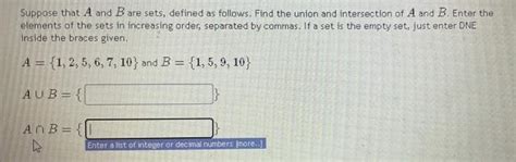 Solved Suppose That A And B Are Sets Defined As Follows Chegg