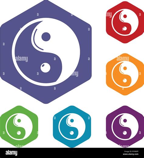 Yin Yang Symbol Taoism Icons Vector Hexahedron Stock Vector Image Art