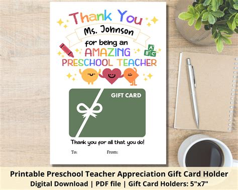 A Teacher Appreciation Gift Card With The Words Thank You For Being An