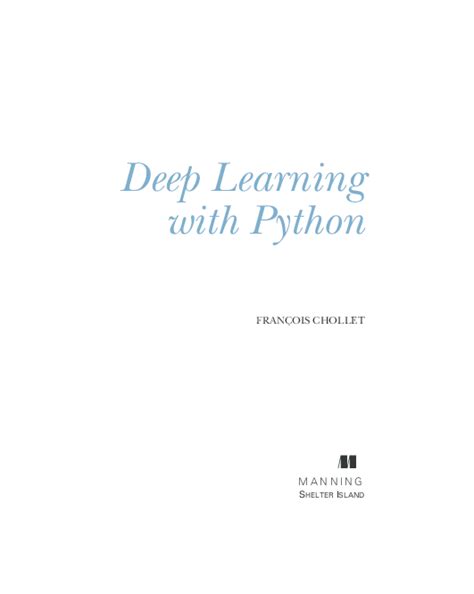 pdf deep learning with python franÇois chollet m a n n i n g shelter island mohsen goodarzi