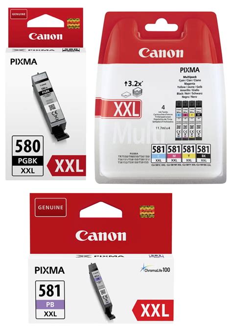 6 Canon Druckerpatronen Tinte PGI 580 XXL PGBK CLI 581 XXL BK C M
