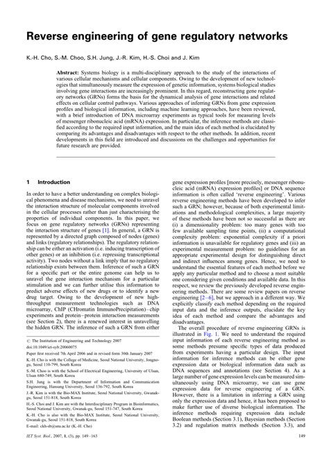 pdf reverse engineering of gene regulatory networks