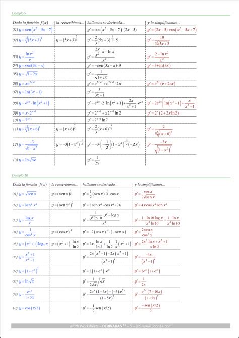 3con14 Matemáticas B Hoja 004 123 Ejercicios resueltos de derivadas