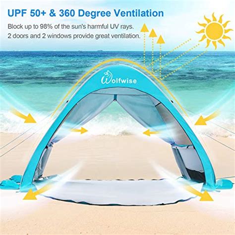 WolfWise Abris De Plage Pop Up Parasol De Plage UPF 50 Tente
