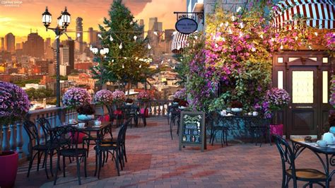 Cozy Rooftop Coffee Shop Ambience Relaxing Jazz Music For Study Work