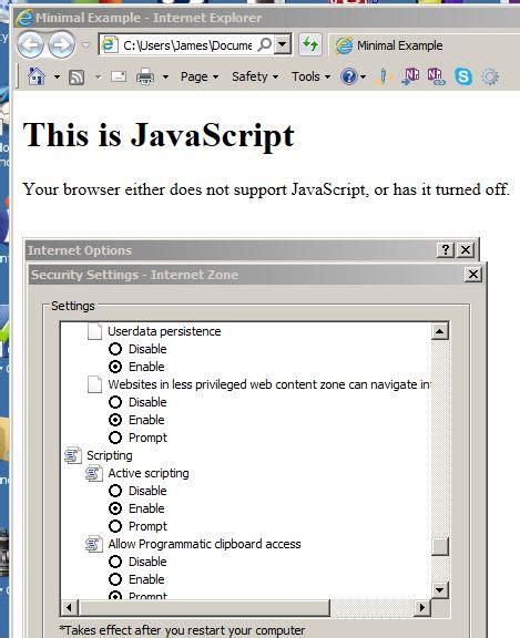 Enable Javascript In IE11 For Local Content File Stack Overflow