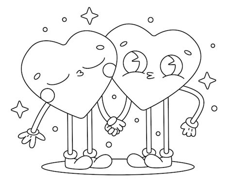 Vector Coraz N Pareja Amor Beso Libro Para Colorear Dibujos Animados