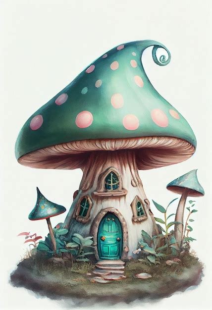 Premium Photo Vintage Mushroom Fairy House Oil Painting