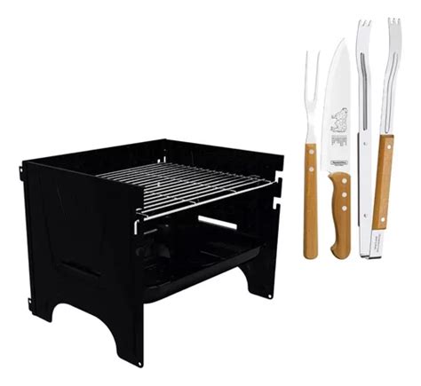 Churrasqueira Kit Churrasco Inox 3 Peças Grelha Tramontina