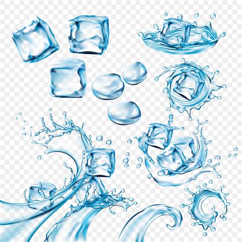 Ice Cube Water Vector Hd Images Set Vector Illustrations Water