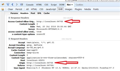 web api web api 2 cors iis express debug and no access control allow origin header