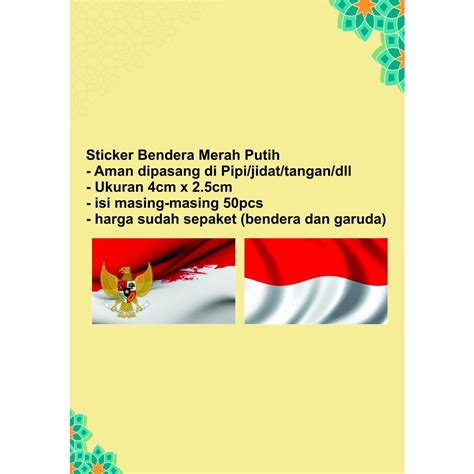 Jual Isi 100pcs Stiker Pipi Sticker Bendera Pipi Sticker Merah