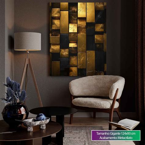 Quadro Abstrato Barras De Ouro Quadros Para Escrit Rio E Empres Rios