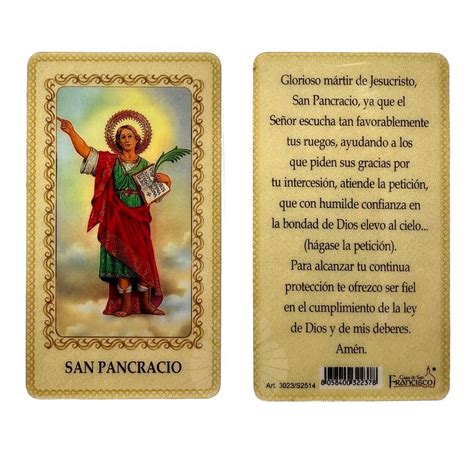 Estampita San Pancracio Art Culos Religiosos Ultreya San Pancracio