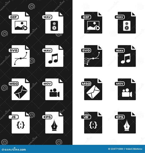 Set WAV File Document SVG MSG MOV EPS And JS Icon Vector