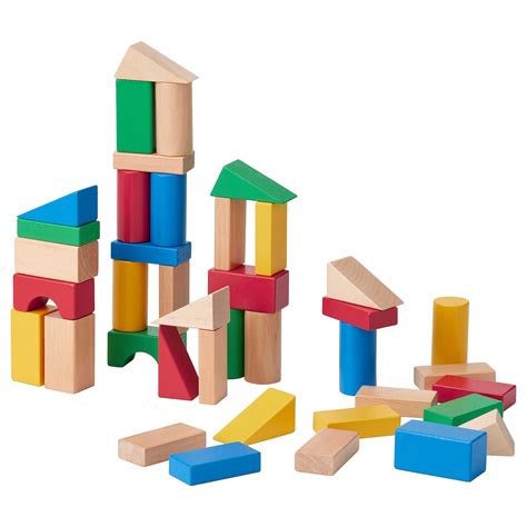 Underh Lla Piece Wooden Building Block Set Multicolor Ikea
