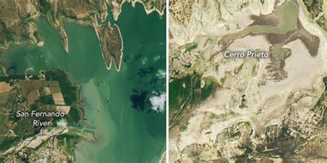 NASA difunde impactantes imágenes de la sequía de la presa Cerro Prieto