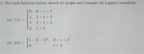 solved 1 for each function below sketch its graph and