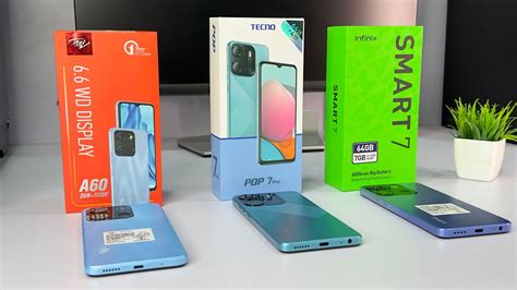 Itel A60 Tecno Pop 7 Pro Infinix Smart 7 Unboxing Comparsion