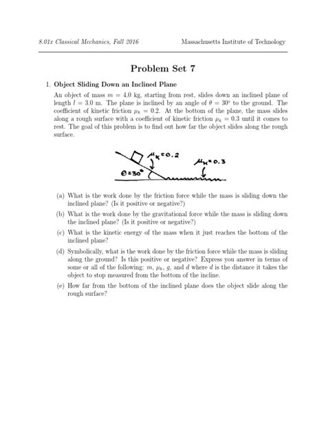 mit8 01f16 pset7 pdf pdf mass friction
