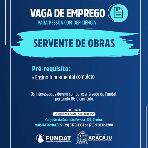 Fundat Anuncia Oferta De Dez Vagas De Emprego Para Pessoa