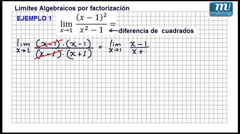 Limites Algebraicos Por Factorizaci N Ejemplo Youtube