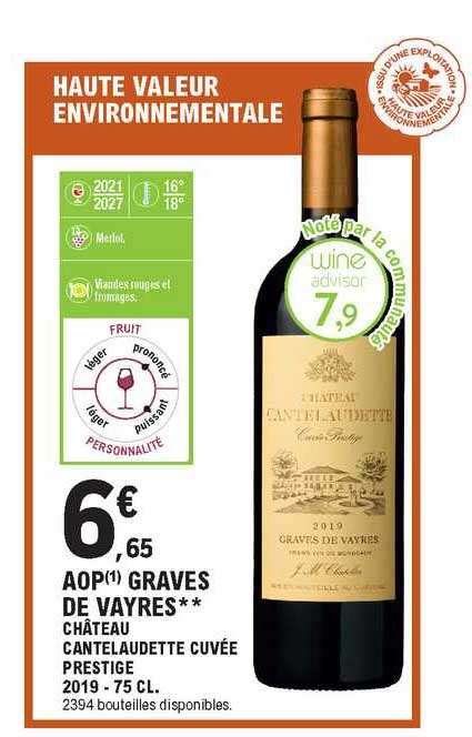Promo Aop Graves De Vayres Ch Teau Cantelaudette Cuv E Prestige
