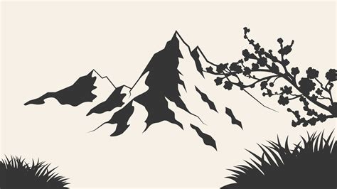 Muntain Silhouette Vector Illustration Mountain Range Silhouette