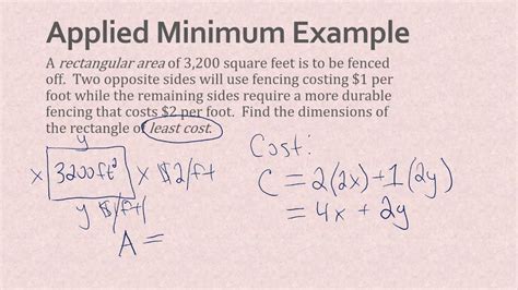 solving an applied maximum and minimum problem youtube