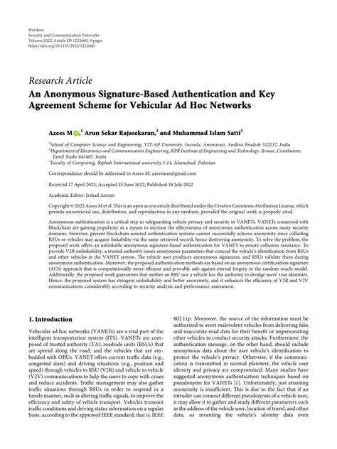 pdf an anonymous signature based authentication and key agreement scheme for vehicular ad hoc
