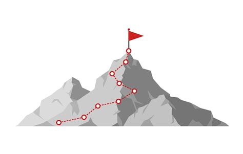 Premium Vector Mountain Climbing Route To Peak Hiking Trip Top