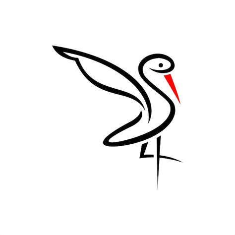 Ein Vogel Mit Einem Roten Schnabel Und Einem Schwarz Weißen Schwanz Ist In Einer Schwarzen Linie