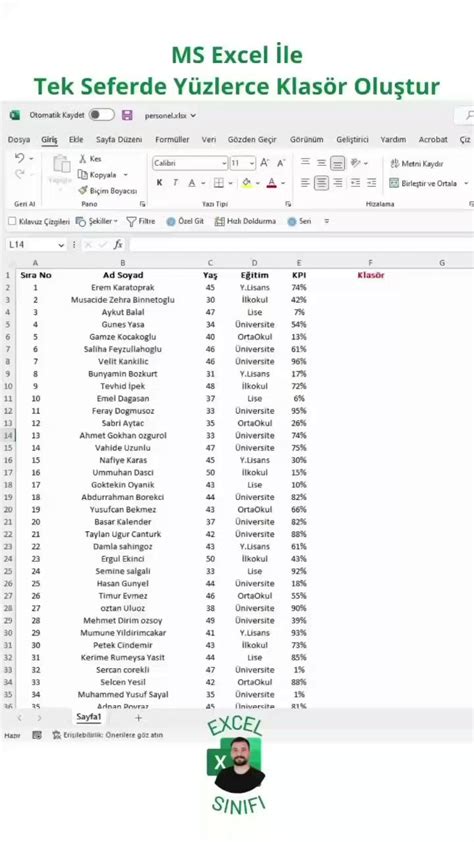 Excel İpuçları on Twitter Excelde Tek seferde yüzlerce klasör