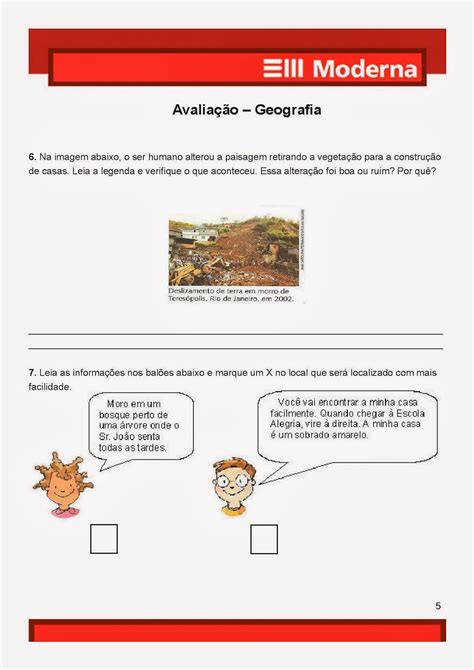Avaliação prova de Geografia Ensino fundamental O EDUCAR X chega