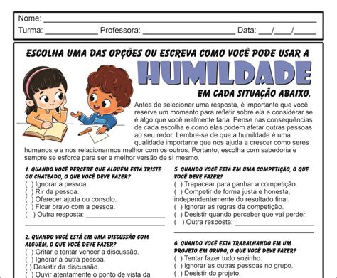 Atividades Sobre Humildade Educa Market