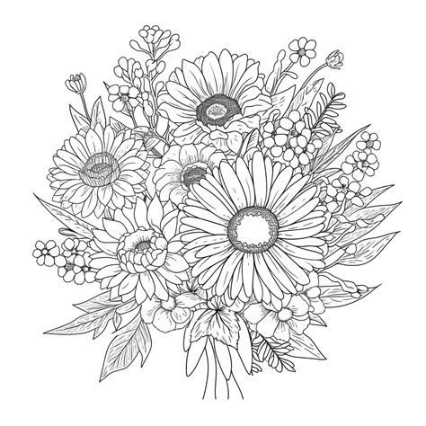Bouquet Flowers Coloring Page Coloring Corner