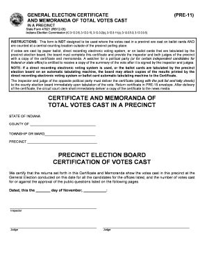 Fillable Online General Election Certificate And Memoranda Of Total