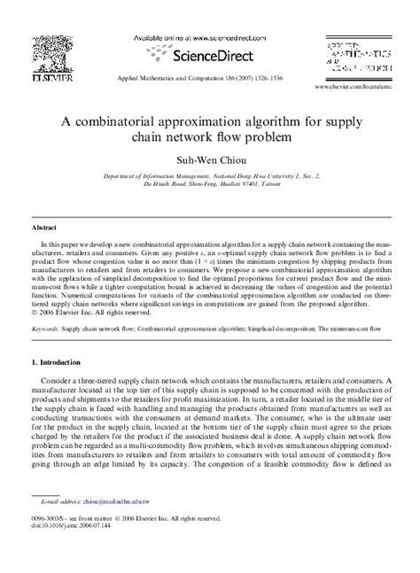 pdf a combinatorial approximation algorithm for supply chain network flow problem suh wen