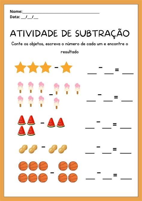 Atividades de Subtração para Imprimir