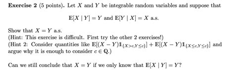solved exercise 2 5 points let x and y be integrable