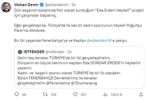 Stanbul Fenerbah Eliler Derne I Nden Eda Erdem Heykeli A R S