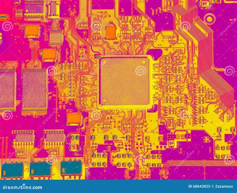 Fim Infravermelho Da Placa De Circuito Acima Microchip Imagem De